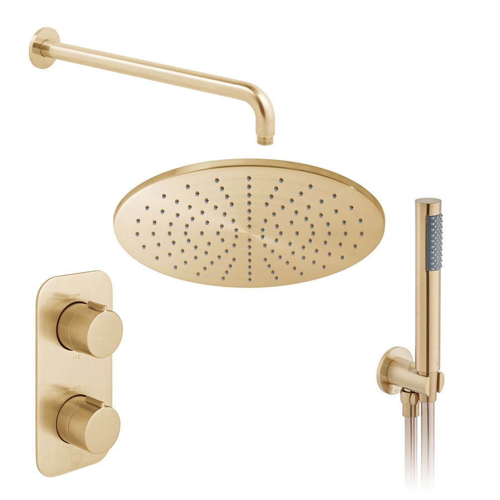 Vado Individual Gold Dual Outlet Shower Set | Sanctuary Bathrooms