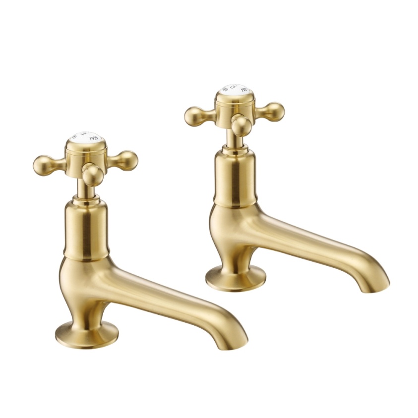 JTP Grosvenor Cross B/Brass Long Nose Pillar Taps | Sanctuary