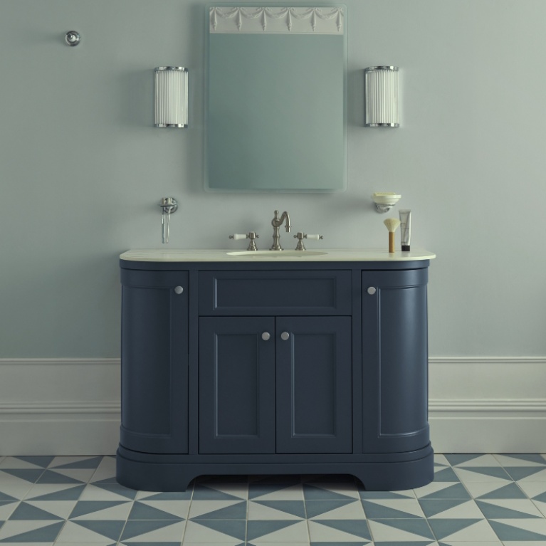Heritage Wilton 1200mm Maritime Blue Curved Vanity Unit & Worktop ...