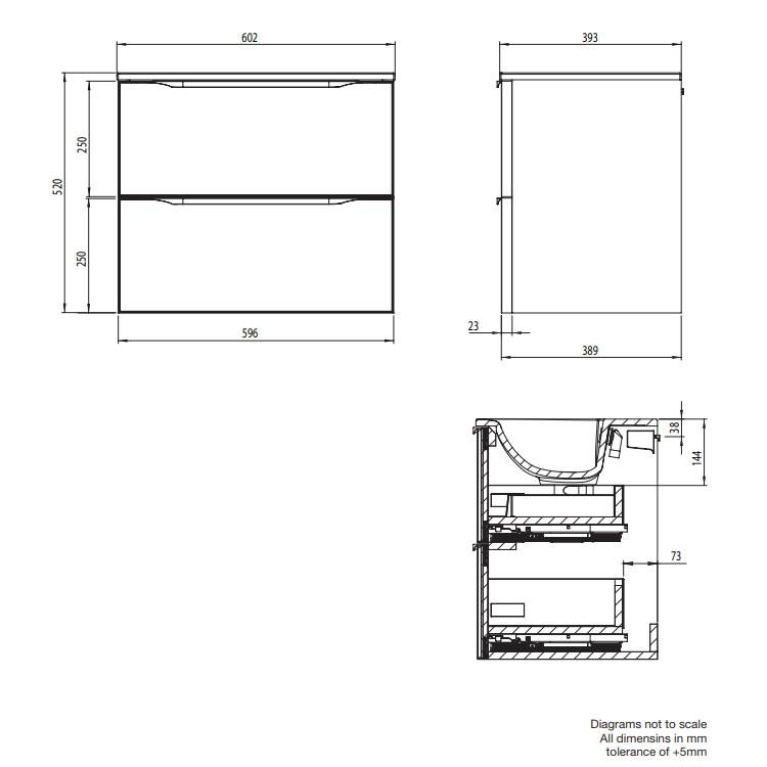 Roper Rhodes Frame 600mm Matt Light Clay Wall Mounted Vanity Unit ...