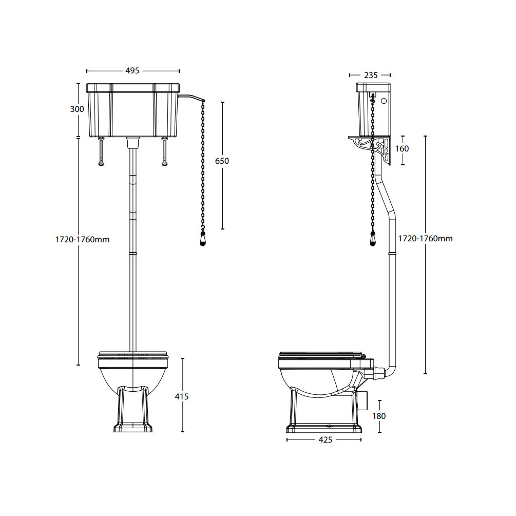 Imperial Lichfield High Level Toilet & Cistern | Sanctuary Bathrooms