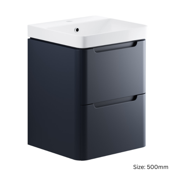 Apex Matt Indigo 2 Drawer Wall Hung Vanity Unit & Basin