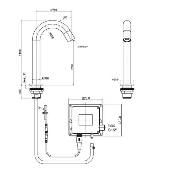 JTP Sensor Brushed Brass Basin Mixer | Sanctuary Bathrooms