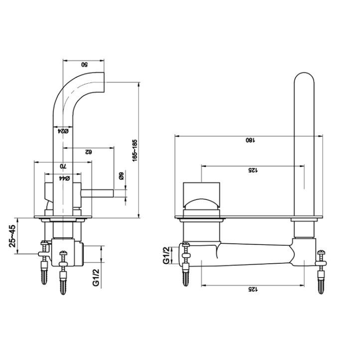 JTP Florence Chrome Wall Mounted Basin Mixer | Sanctuary Bathrooms