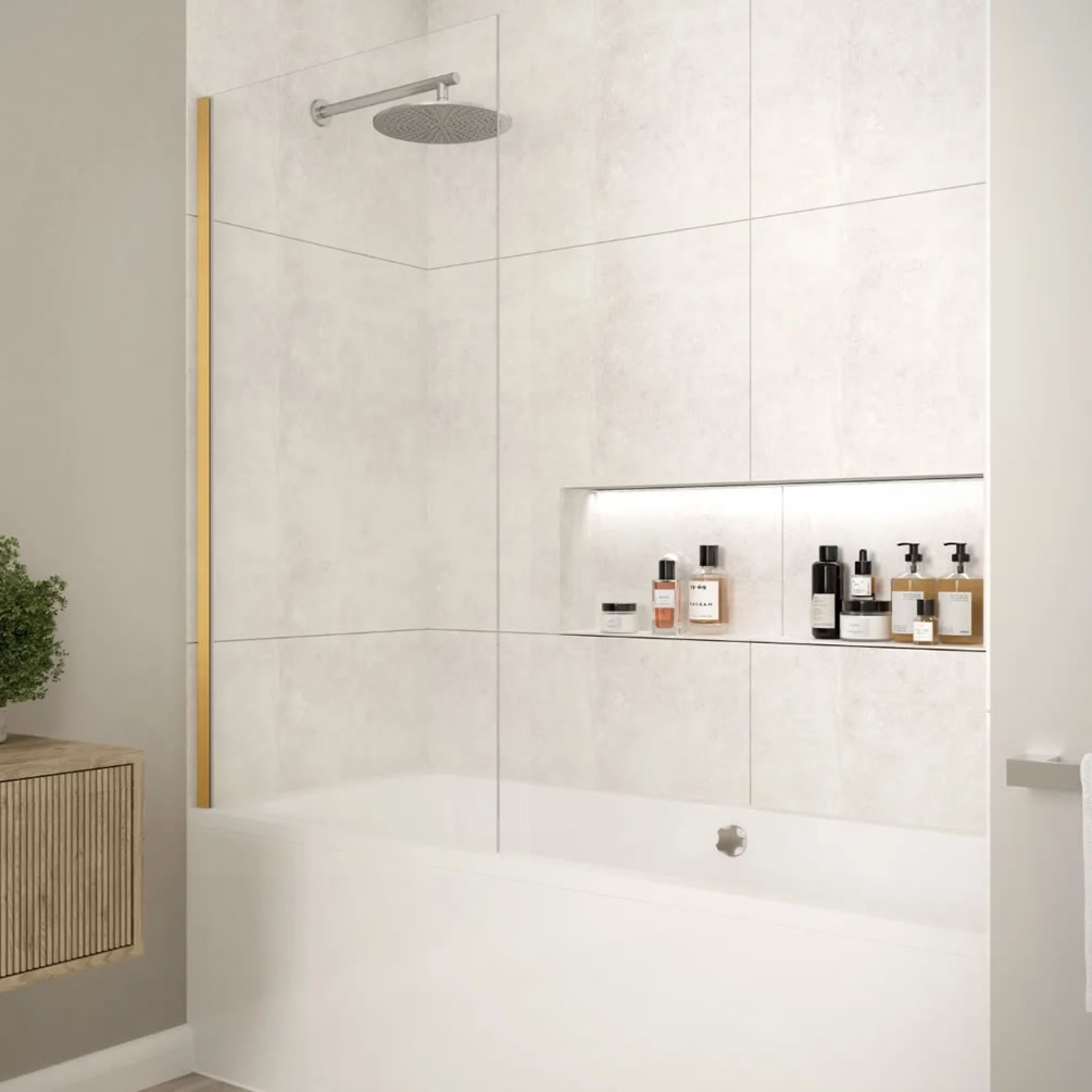 Merlyn MB14 Bronze Frameless Fixed Bath Screen | Sanctuary Bathrooms