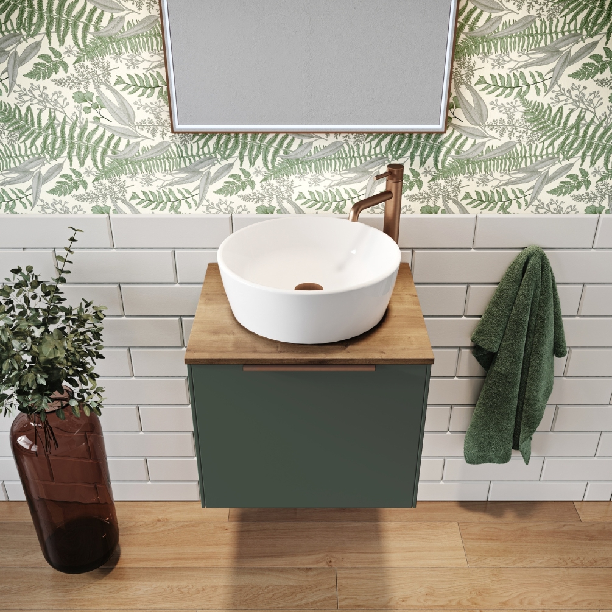 Abacus Concept Sit On Green 550mm Vanity Unit | Sanctuary