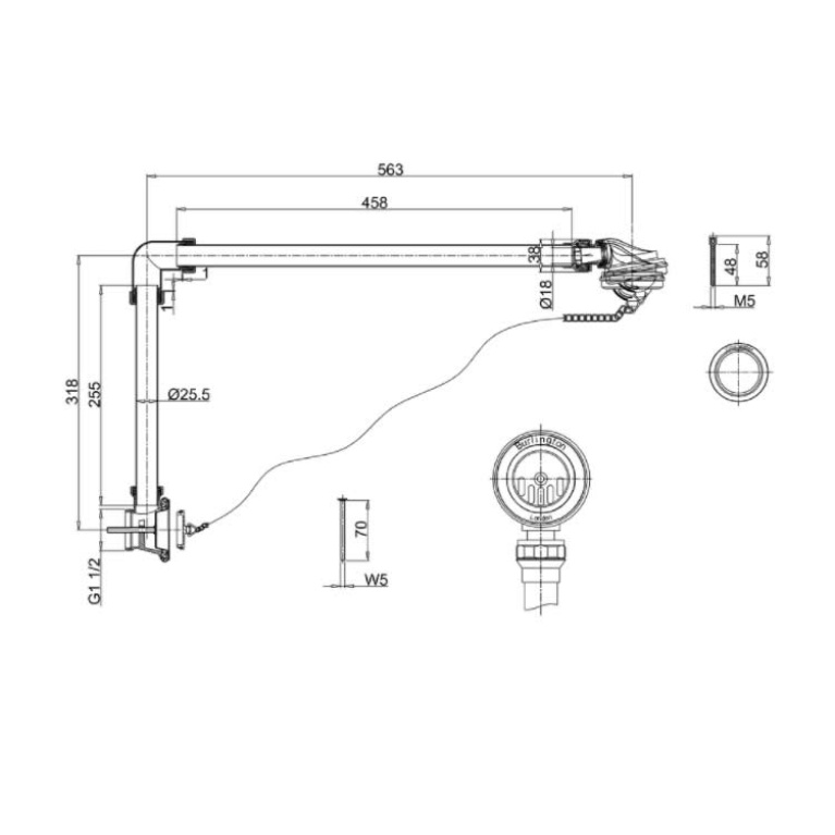 Burlington Gold Exposed Bath Plug & Chain Overflow | Sanctuary Bathrooms