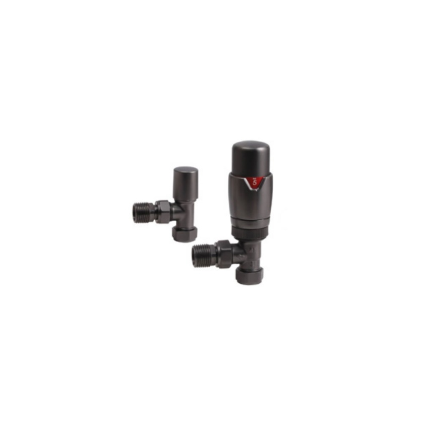 Redroom Gunmetal Angled Thermostatic Rad Valves | Sanctuary
