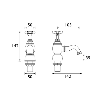 Heritage Trinity Bath Pillar Taps - TTRCC01