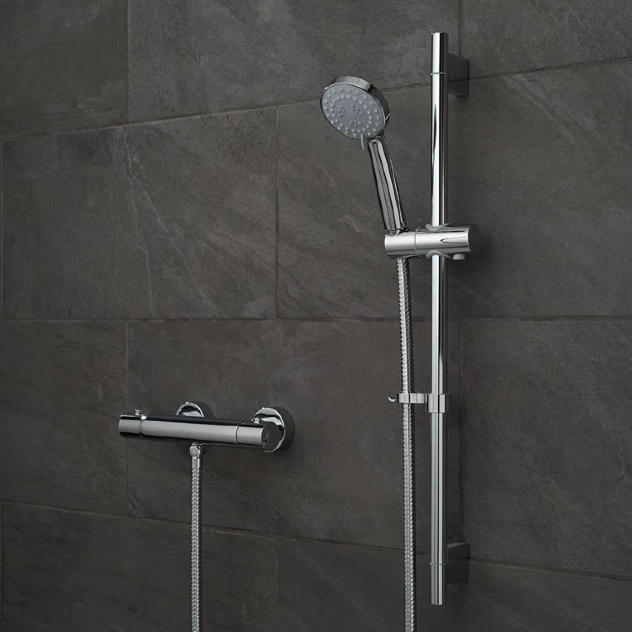 Vado Prima Exposed Thermostatic Shower Valve & 3 Function Shower Kit ...