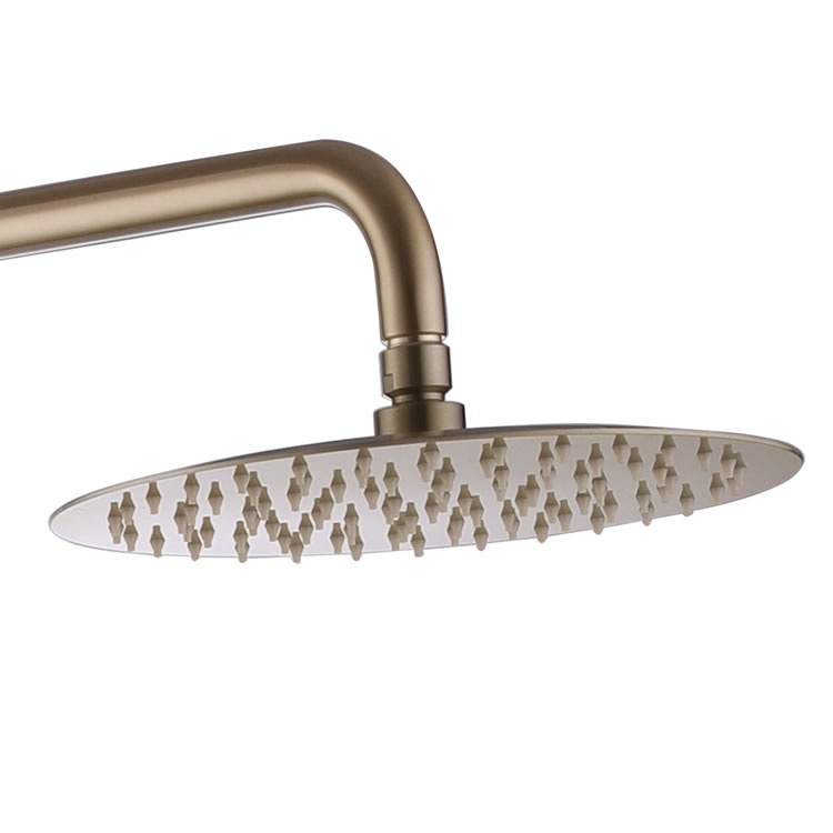 Apex Brushed Brass Round Thermostatic Shower | Sanctuary Bathrooms