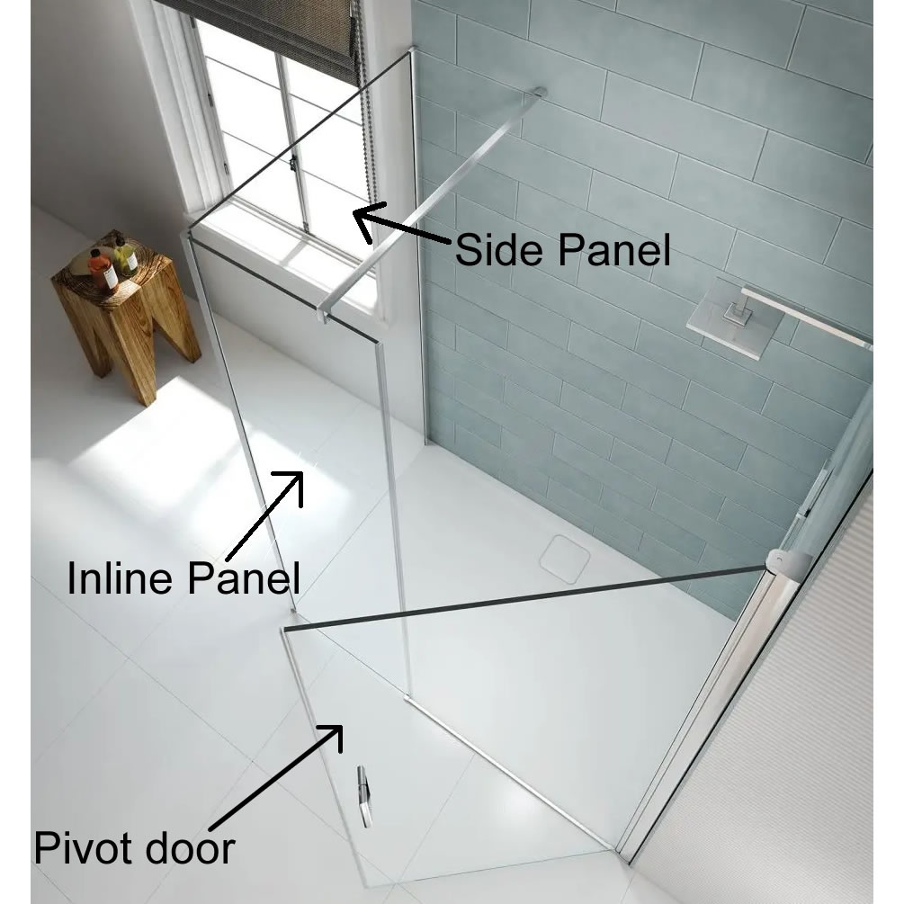 Merlyn 8 Frameless 1300 Pivot Door & Inline Panel | Sanctuary Bathrooms