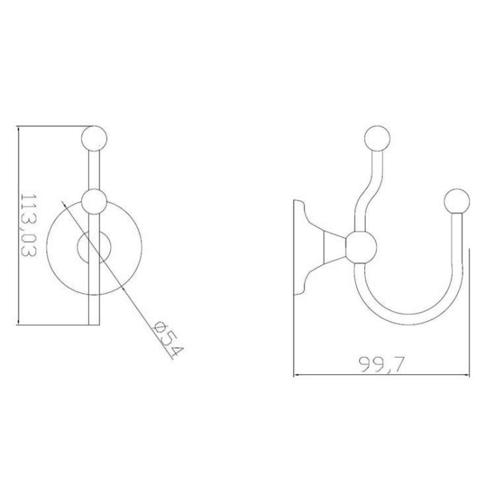 Bayswater Double Robe Hook | Sanctuary Bathrooms