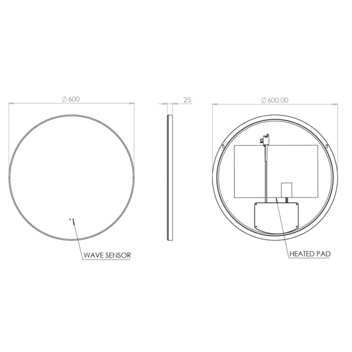 hib. Air Round 600mm LED Mirror | Sanctuary Bathrooms