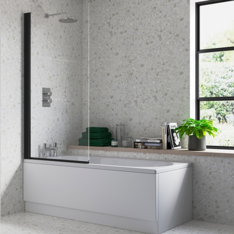 Camden Black Single Bath Screen | Sanctuary Bathrooms