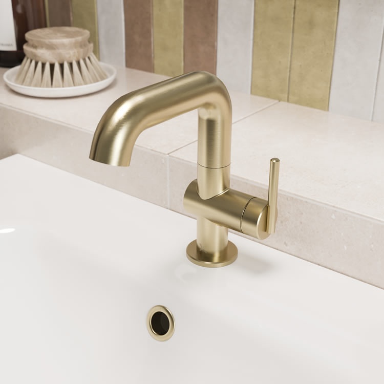 Crosswater 3ONE6 Lever Brushed Brass Basin Mixer With Swivel Spout ...