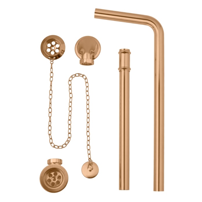 BC Designs Brushed Copper Bath Waste & Overflow Pipe