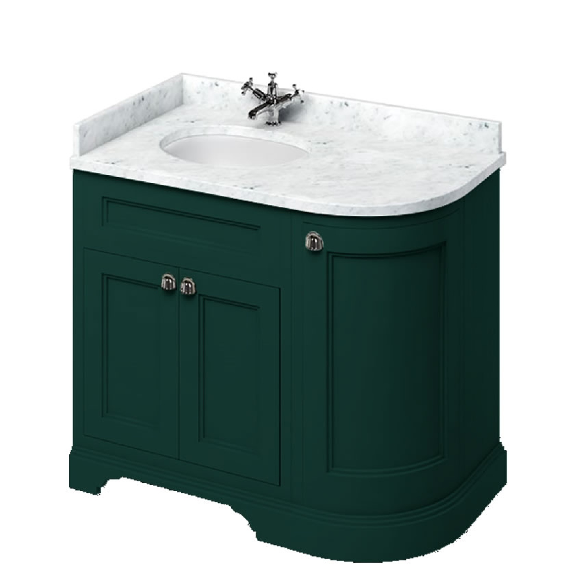 Burlington Minerva 980mm Left Curved Worktop & Green Unit